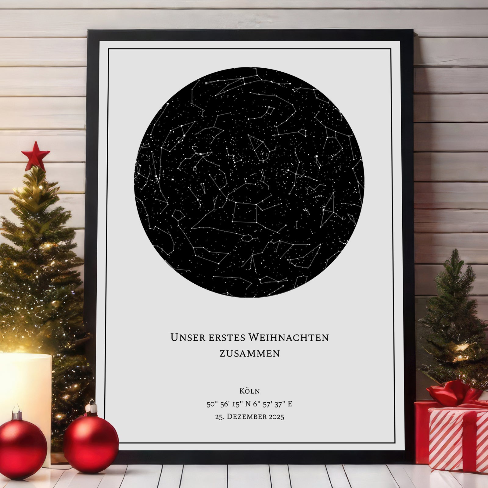 Sternenkarte als kreatives Weihnachtsgeschenk gestalten bei Momenterie